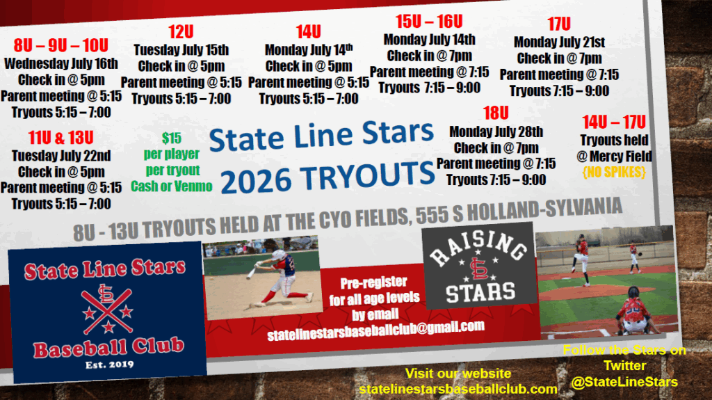 Try Outs - State Line Stars Baseball Club